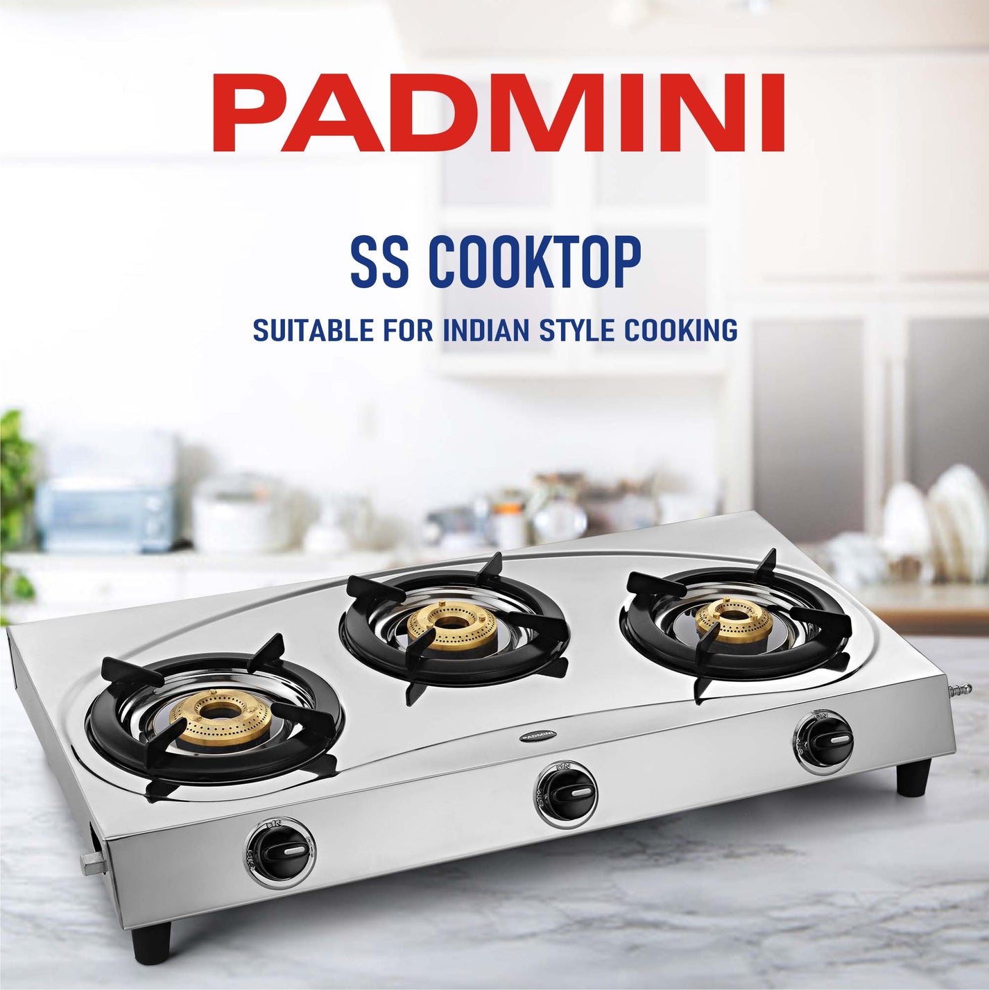 Buy Three Burner Stainless Steel Gas Stove CS-304 Online – PADMINI