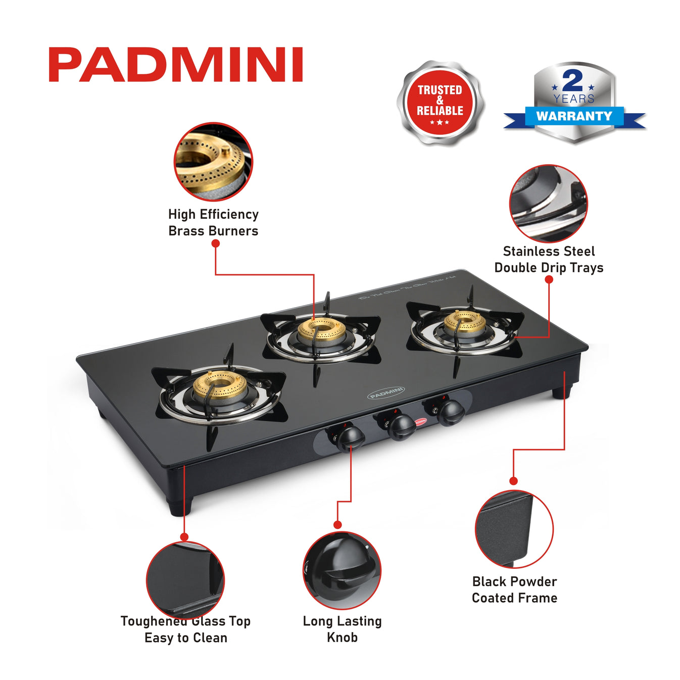 Buy 3 Burner Cooktop 3GT Star Online in India – PADMINI